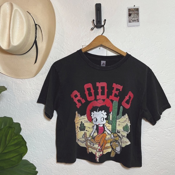 Tops | Betty Boop Cowgirl Black Western Crop Top | Poshmark